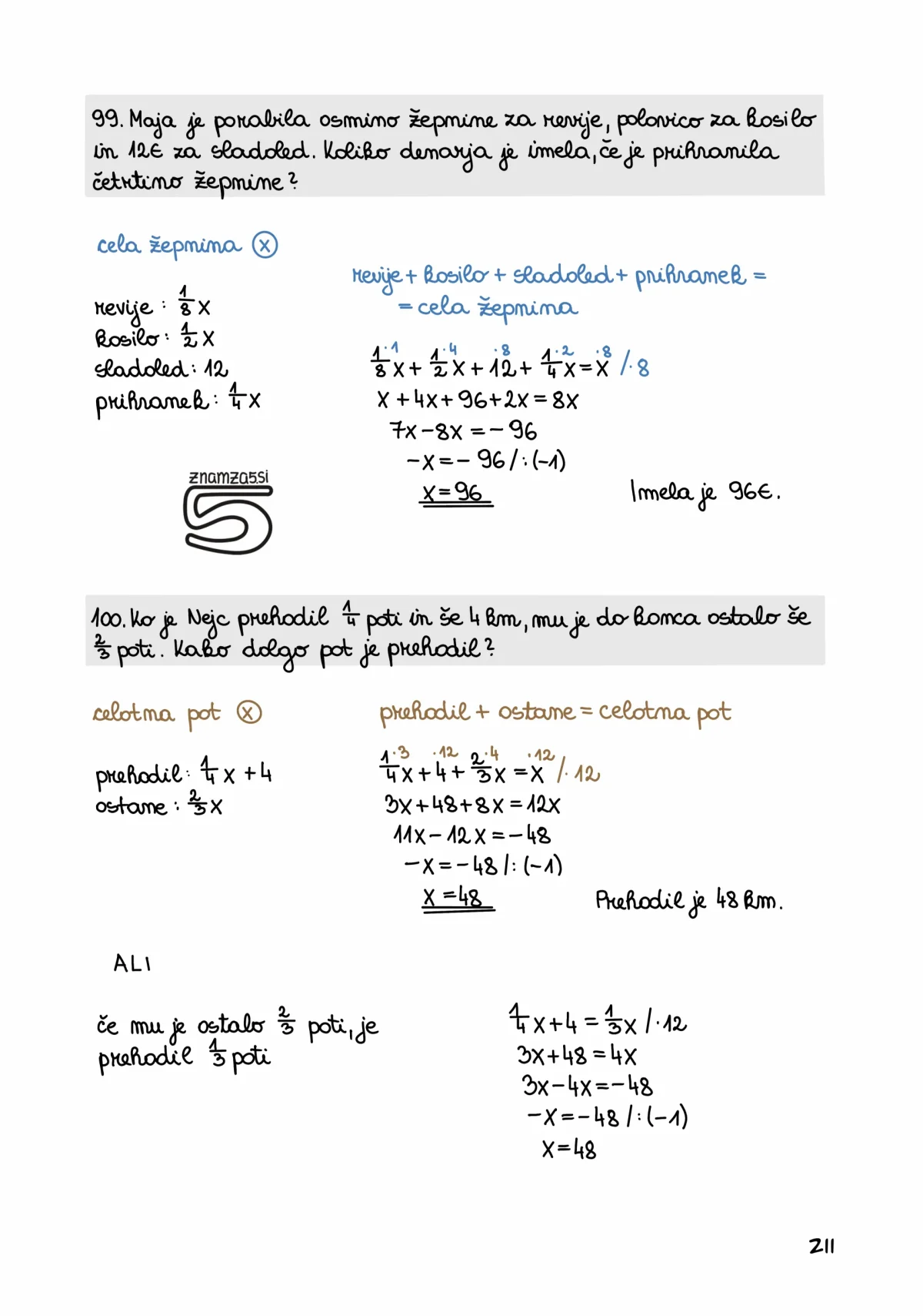 Rešene matematične naloge za 9. razred – Znam za 5
